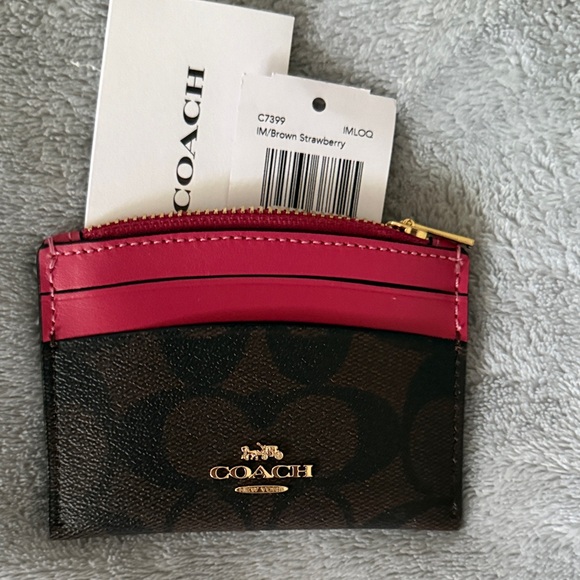 Coach | Bags | Coach Strawberry And Brown Card Holder | Poshmark